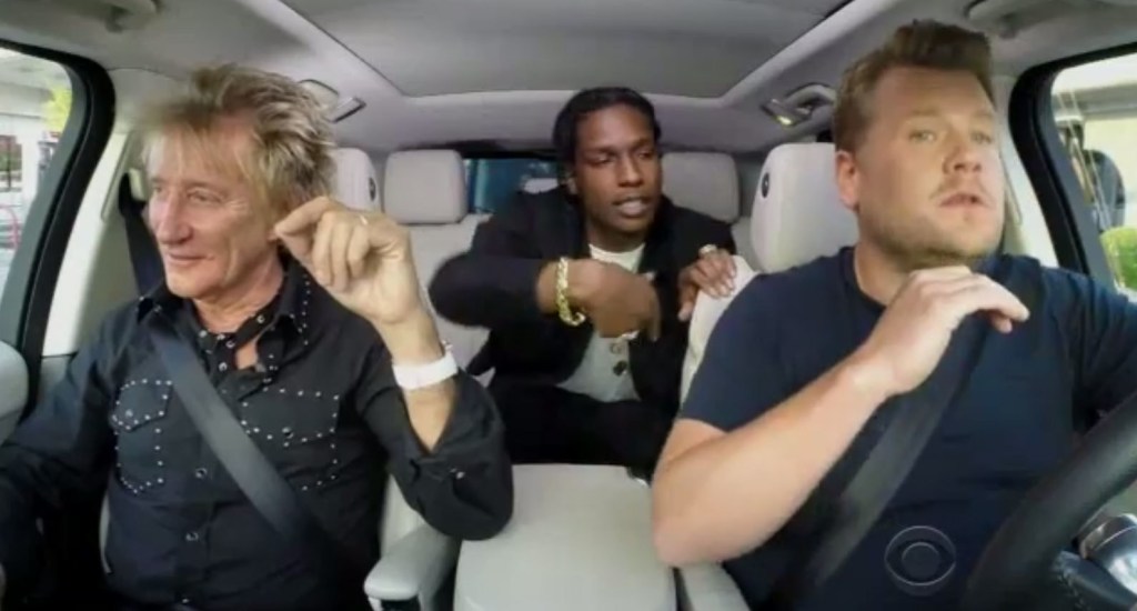 a$ap rocky and rod stewart rock out in a range rover