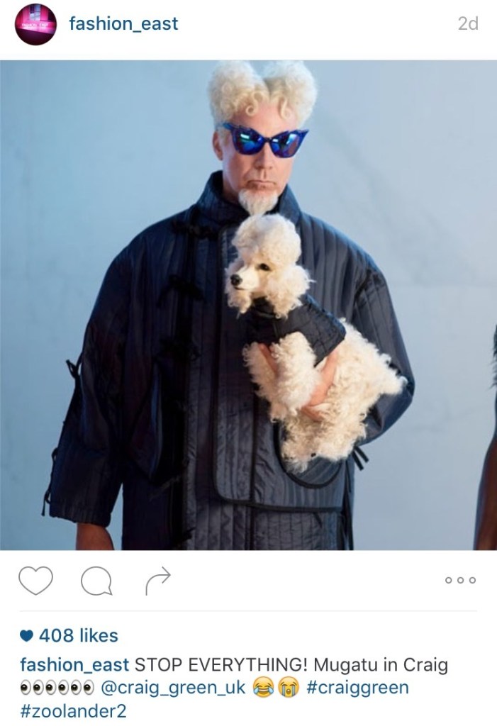 teaser pic reveals ‘zoolander’s mugatu wearing craig green